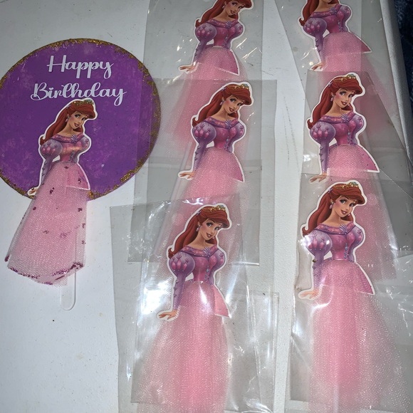 Party Supplies | Princess Ariel Themed Birthday Cake Toppers With 6 ...